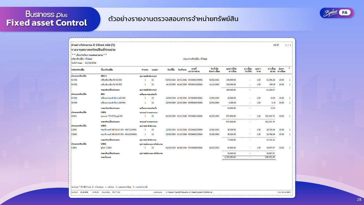 FA BPlus Fixed asset management software